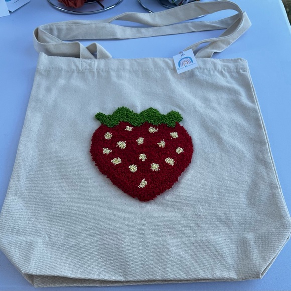 Bags | Strawberry Punch Needle Tote Bag | Poshmark